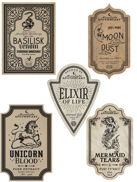 Sticker Sheets Halloween Apothecary Potion Labels Set 4 Harry