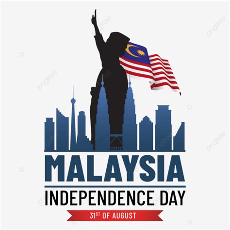 Malaysia Independence Day And Silhouette Of Buildings Vector