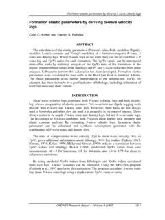 Formation Elastic Parameters By Deriving S Wave Formation Elastic Parameters By Deriving S