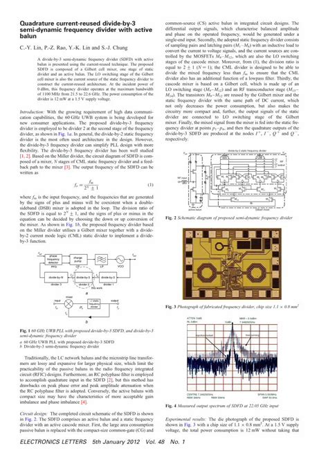 Pdf Quadrature Current Reused Divide By 3 Semi Dynamic Frequency Divider With Active Balun