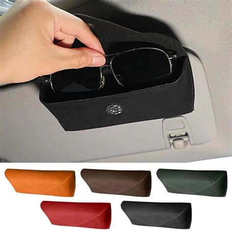 Caja De Cuero Para Gafas De Sol Visera Para Coche Soporte Para Gafas