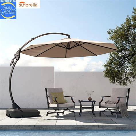 12 Ft Deluxe Napoli Sunbrella Cantilever Umbrella With Base
