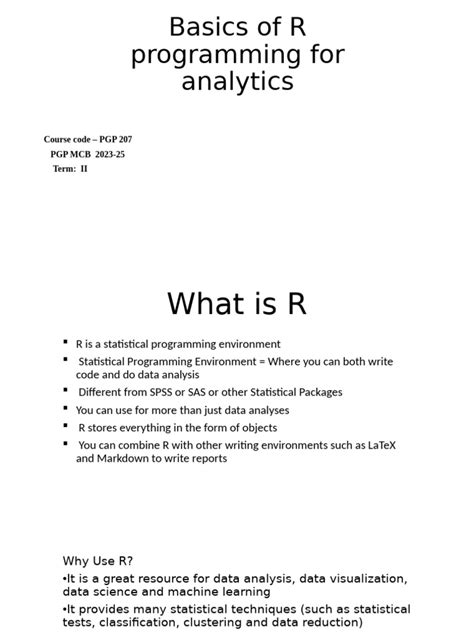 R Programming Basics For Analytics Pdf Integrated Development