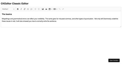 Grammarly Example Editor Sdk Ckeditor Imperative Codesandbox