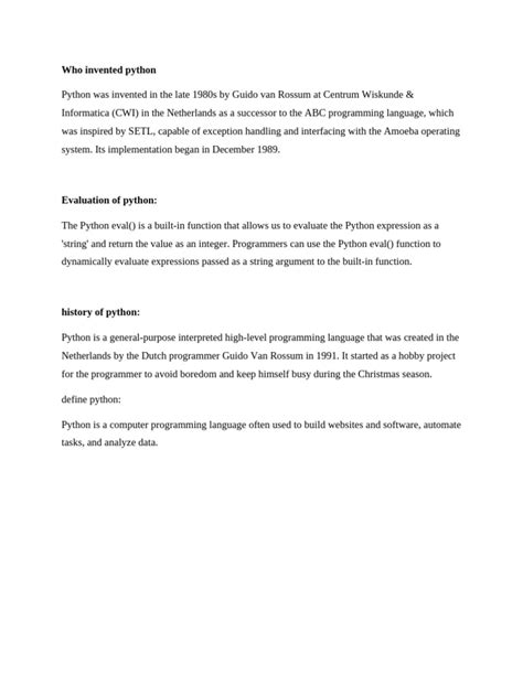 Who Invented Python Pdf