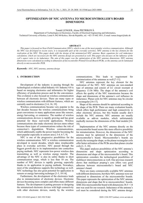 Pdf Optimization Of Nfc Antenna To Microcontrollers Board Dimensions