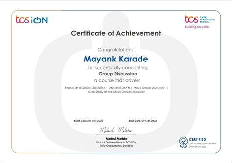 Mayank Karade On Linkedin Completed Tcs Ion Certification Course In