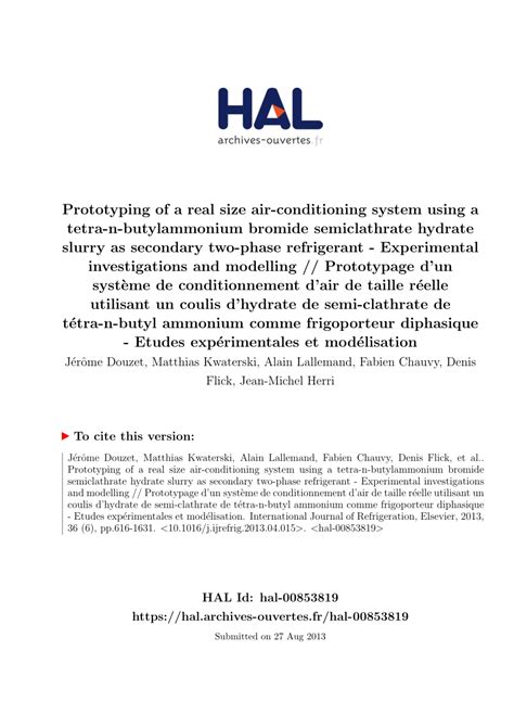 Pdf Prototyping Of A Real Size Air Conditioning System Using A Tetra