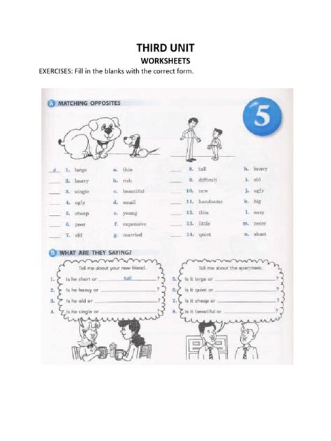 English Worksheet 3rd Unit Pdf