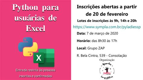 Curso Python Para Usuárias De Excel Para Público Feminino Em São Paulo