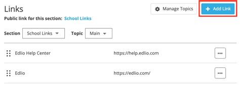 Add Edit And Move Links Edlio Help Center