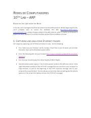 Wireshark Ethernet ARP V Pdf REDES DE COMPUTADORES TH LAB ARP B ASED ON THE
