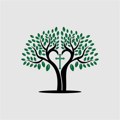 Tree With Cross Symbol Logo Design 15482996 Vector Art At Vecteezy