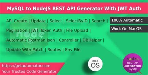 Macos Verison Nodejs Rest Api Generator From Mysql Postman Api