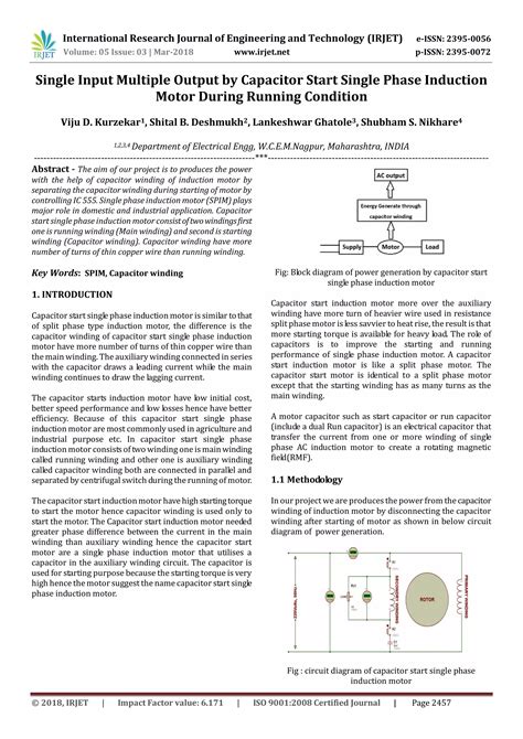 Irjet Single Input Multiple Output By Capacitor Start Single Phase Induction Motor During