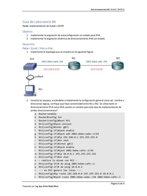 Guia Laboratorio 4 Pdf Yo Pv6 Dirección Ip