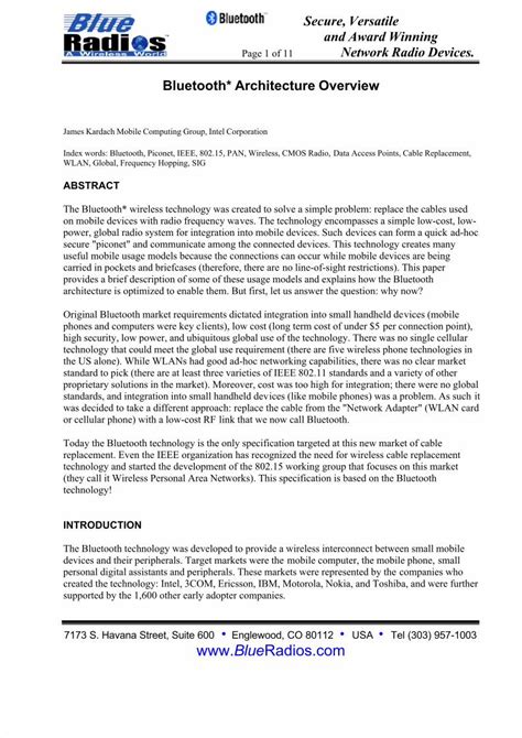 Pdf Bluetooth Architecture Dokumen Tips