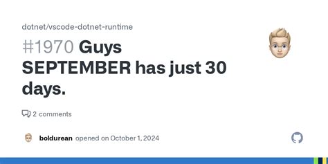 Guys September Has Just 30 Days · Issue 1970 · Dotnetvscode Dotnet
