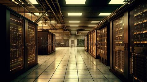 computer networking server room warehouse generative ai stock image