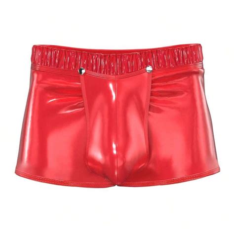 Syhzlz Men Sexy Open Crotch Leather Boxer Bulge Pouch Erotic Below Underwear Exposed Fetish Hot
