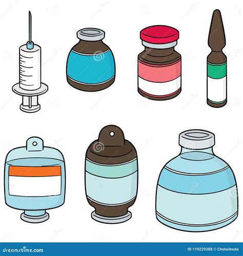 Vector Set Of Injection Medicine Stock Vector Illustration Of Ampule