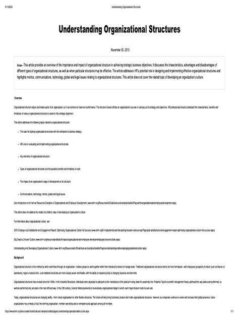 Understanding Organizational Structures Pdf