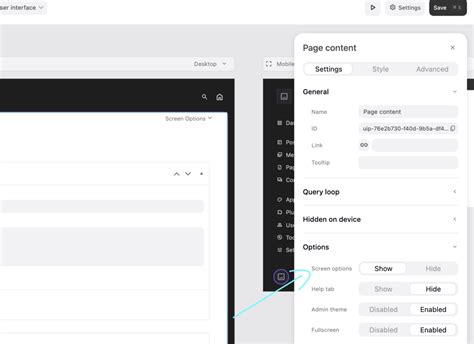 Enabling Screen Options
