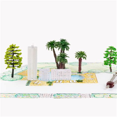 Raindrops 4pcs Mini Architecture Model High Rise Architectural Model