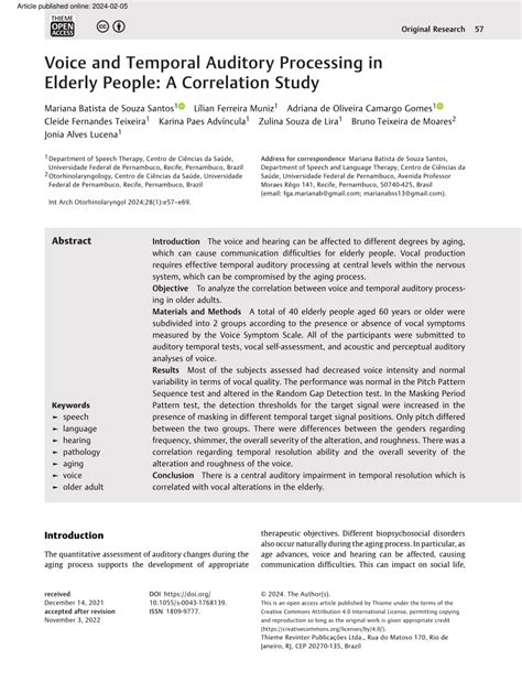 Pdf Voice And Temporal Auditory Processing In Elderly People A