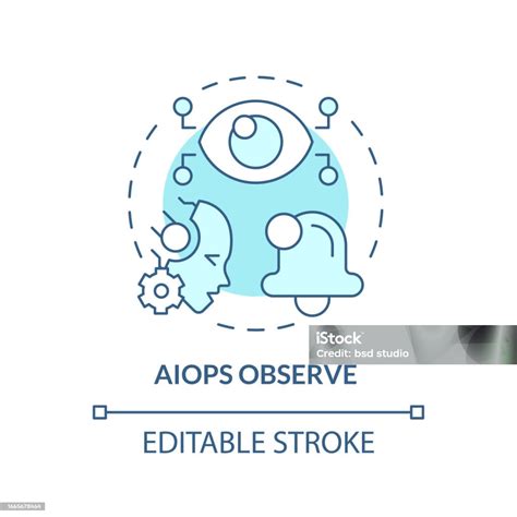2d Thin Linear Blue Ai Ops Observe Icon Stock Illustration Download