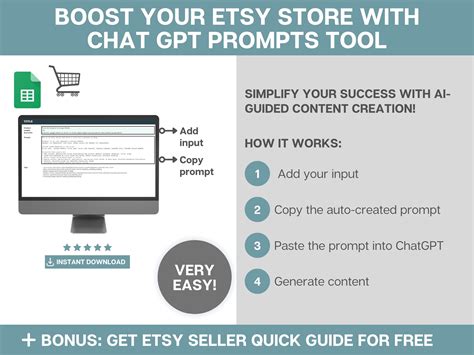 Easy Chatgpt Prompts Spreadsheet For Etsy Sellers AI Chat GPT Product