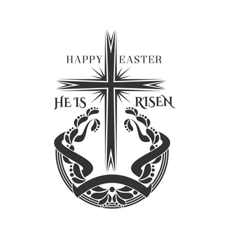 Happy Easter Vector Cross And Laurel Icon 13174322 Vector Art At Vecteezy