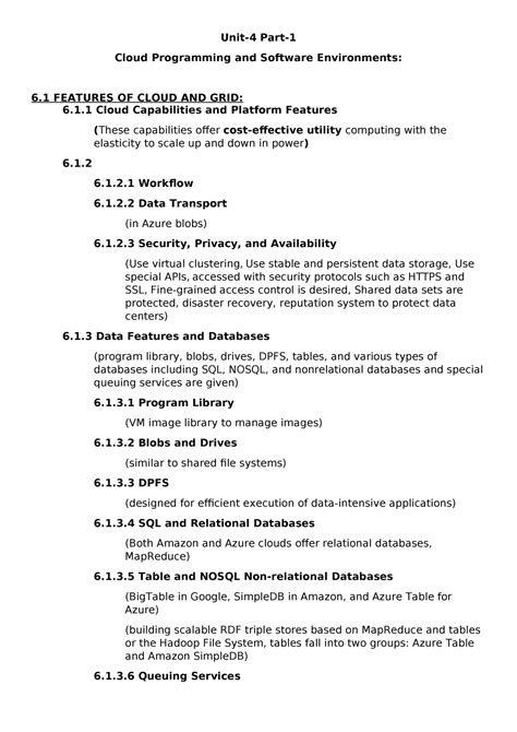 UNIT 4 Part 1 CC Notes Unit 4 Part Cloud Programming And Software