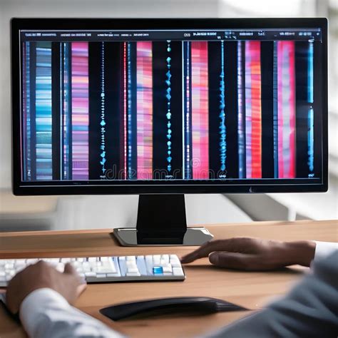 a scientist examining a dna sequence on a computer screen3 stock