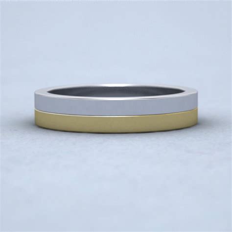 Half And Half Two Colour 18ct White And Yellow Gold 4mm Flat Wedding R