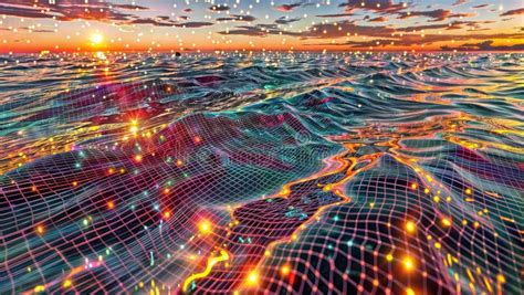 Sunset Seascape Nature Meets Digital Technology Generative Ai Stock Illustration