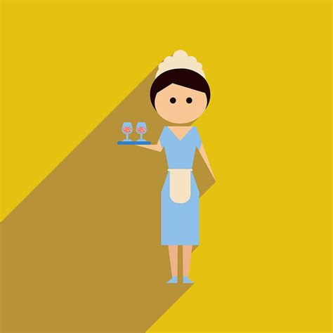 긴 그림자 여자 웨이트리스 벡터와 플랫 웹 아이콘 eps ai uidownload
