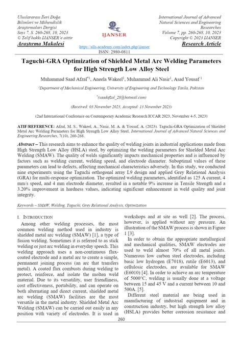 pdf taguchi gra optimization of shielded metal arc welding parameters