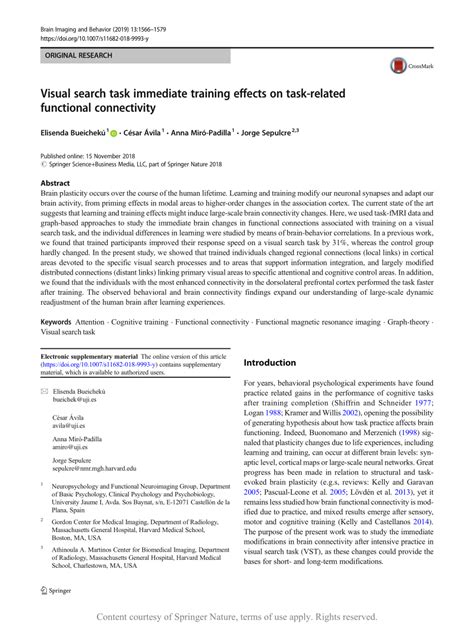 Visual Search Task Immediate Training Effects On Task Related