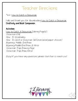 How To Catch A Snowman Book Companion Made By Teachers
