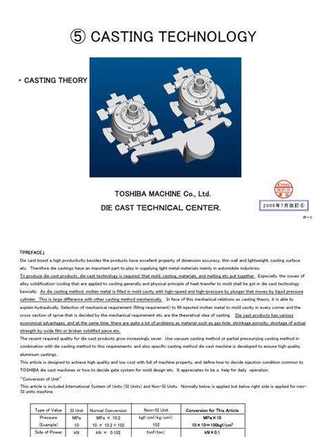 Die Casting Parameter Calculations Toshiba Pdf Casting