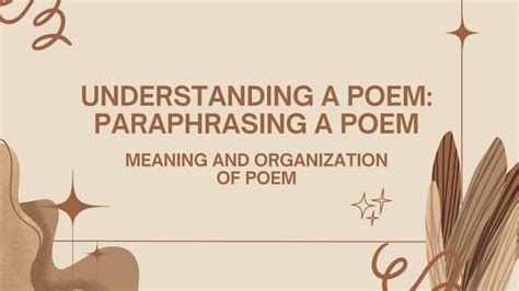 Understanding A Poem Paraphrasing A Poem Real Pdf