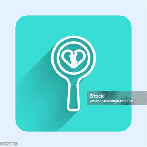 긴 그림자 배경으로 고립 된 흰색 라인 깨진 마음 또는 이혼 아이콘 사랑의 상징 발렌타인 녹색 정사각형 버튼입니다 벡터 건강한 생활방식에 대한 스톡 벡터 아트 및 기타