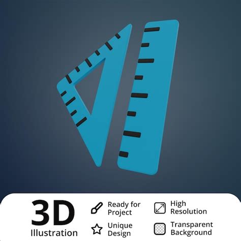 Premium Psd Ruler And Set Square 3d Illustration