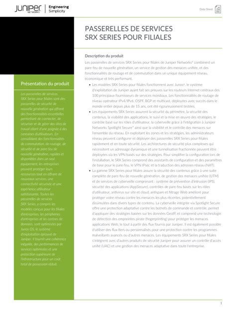 Srx Series Services Gateways For The Branch Pdf