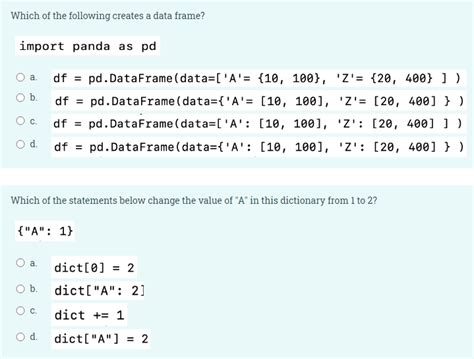 Answered Which Of The Following Creates A Data Bartleby