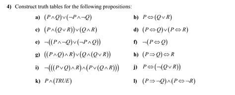 solved 4 construct truth tables for the following