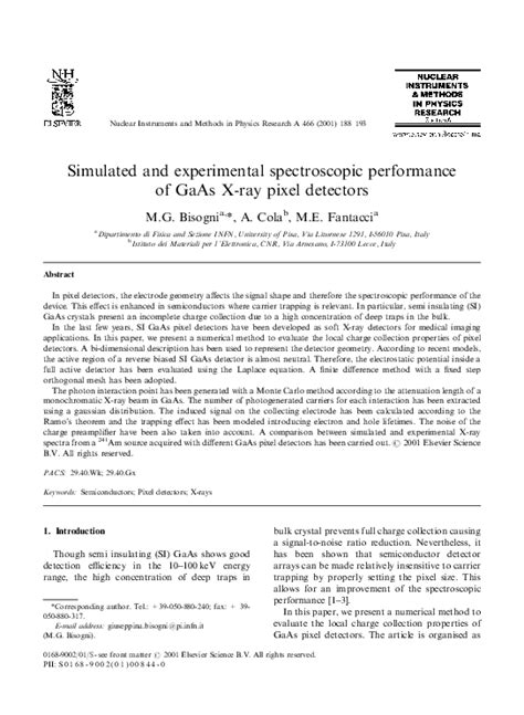 Pdf Simulated And Experimental Spectroscopic Performance Of Gaas X Ray Pixel Detectors
