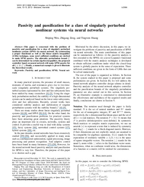 Pdf Passivity And Passification For A Class Of Singularly Perturbed
