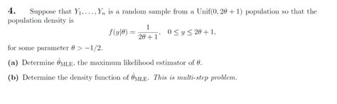 Solved 4 Suppose That Y1 Yn Is A Random Sample From A Chegg Com